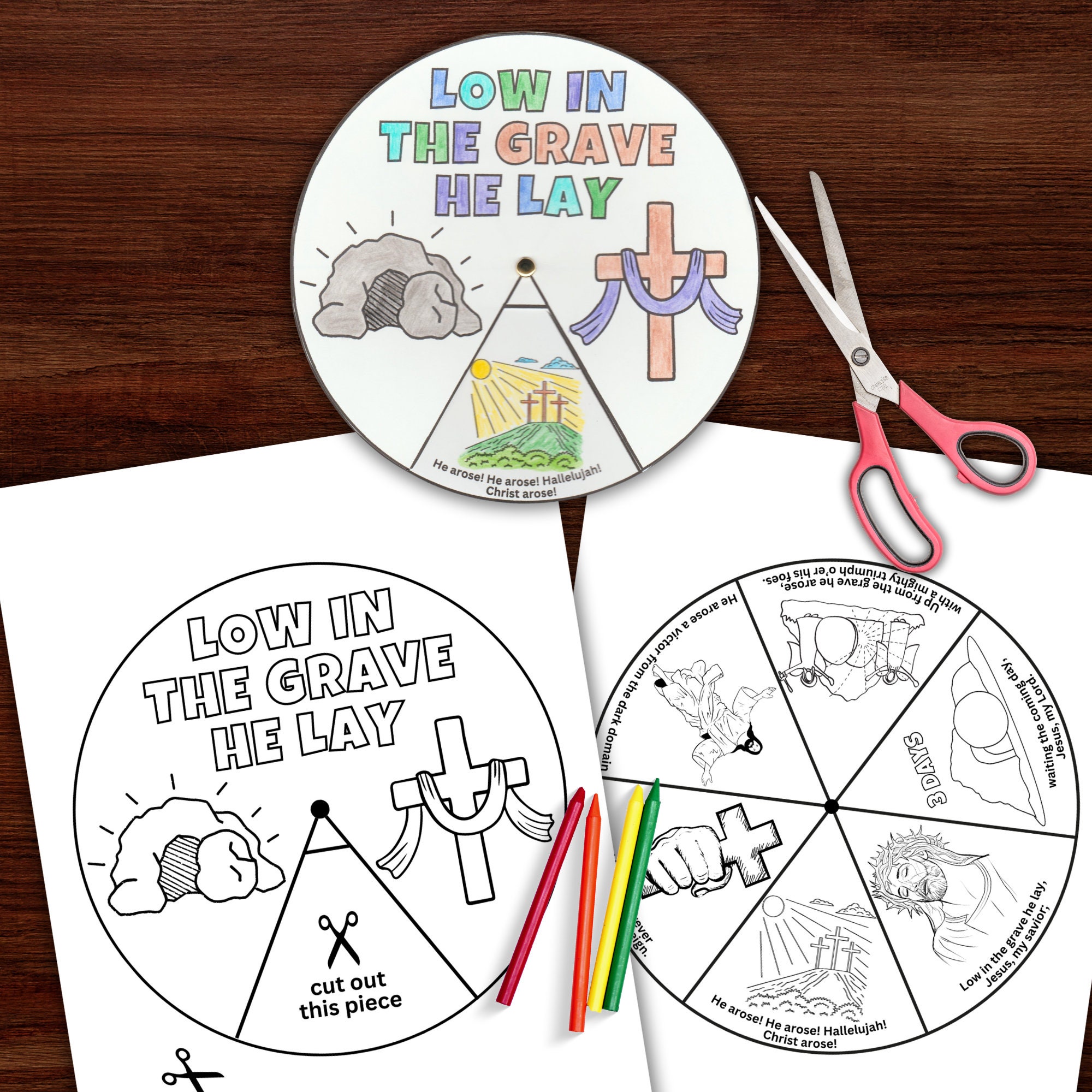 Easter Coloring Wheel Craft Bundle, Sunday School Lesson Activity ...