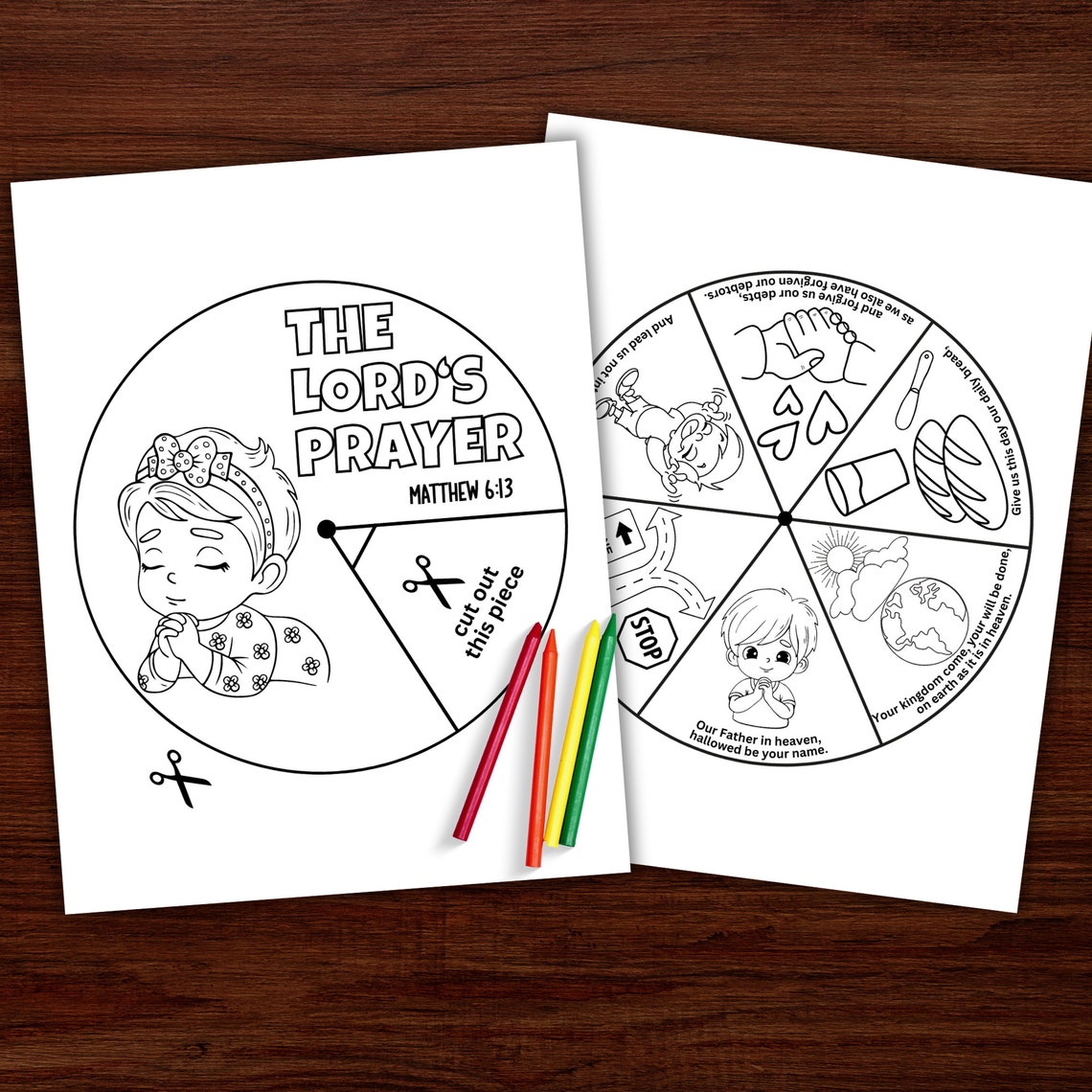 The Lords Prayer Coloring Wheel, Printable Bible Activity Lesson ...
