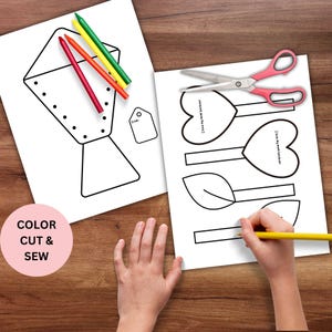 Mother's Day Flower Bouquet Coloring Sewing Craft for Kids, I Love My ...