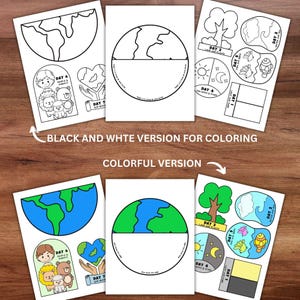 Days of Creation Bible Story Coloring Craft for Kids, Sunday School ...