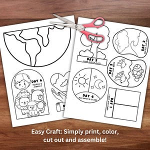 Days of Creation Bible Story Coloring Craft for Kids, Sunday School ...