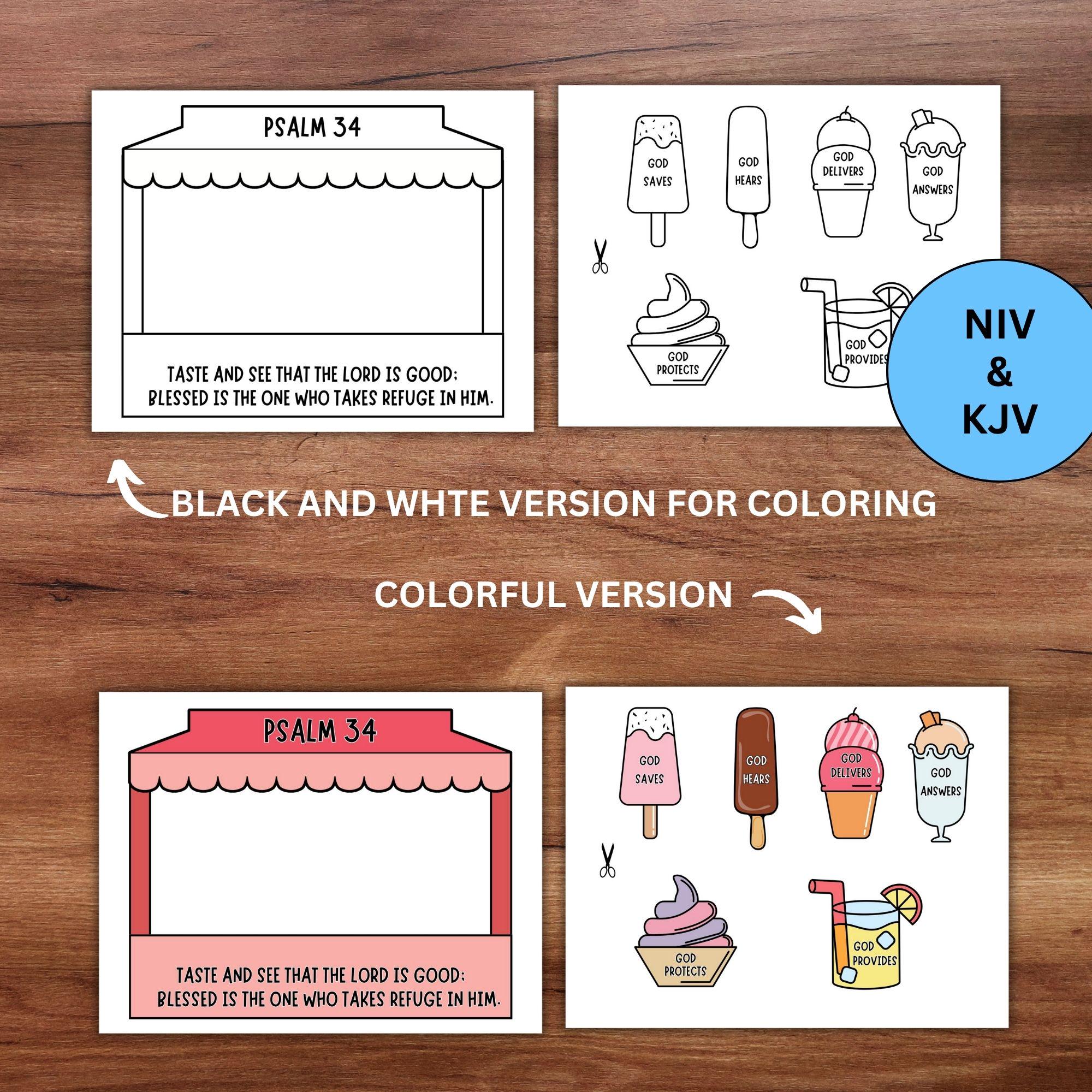 Ice Cream Bible Lesson Sunday School Craft, Psalm 34 Taste & See the ...