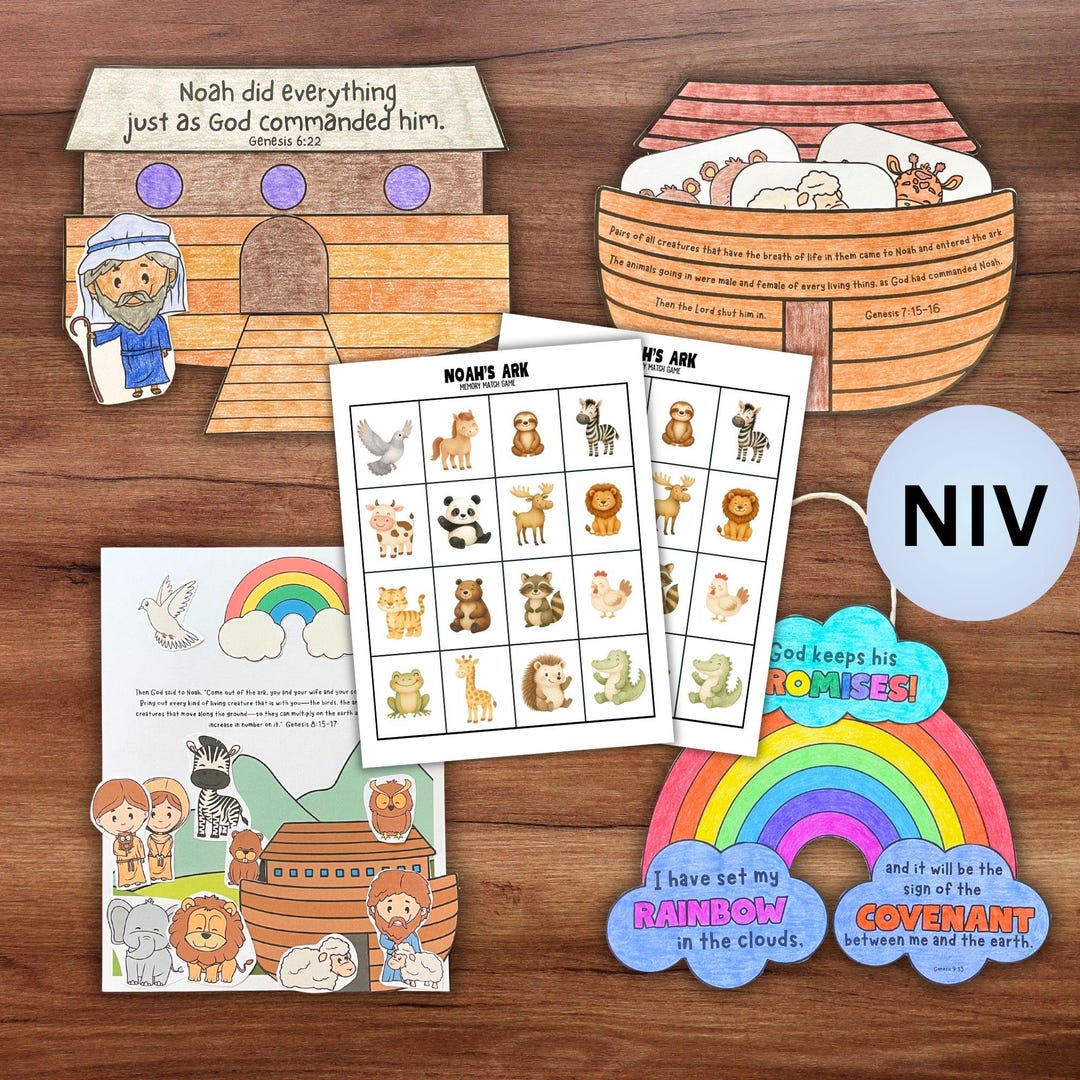 Noah's Ark Craft and Bible Lesson Bundle, Sunday School Story of Noah ...