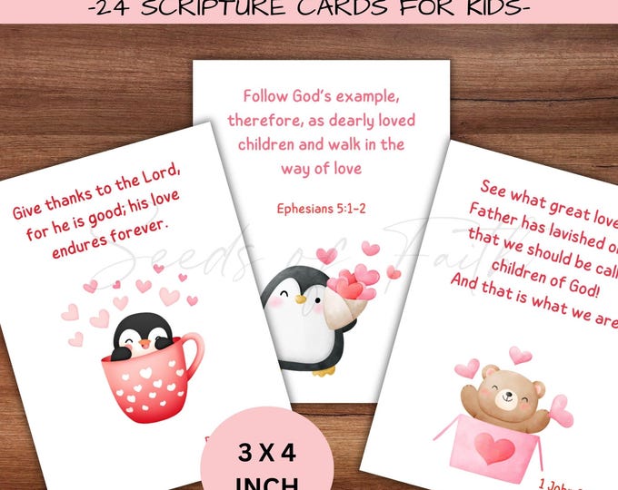 Christian Valentines Love Scripture Cards | Kids Valentine's Day Cards ...