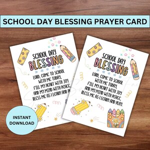 Back to School Prayer Card Tag, Backpack Blessings Printable Gift Tag ...