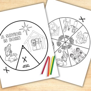 Birth of Jesus Coloring Wheel, Printable Nativity Christmas Coloring ...