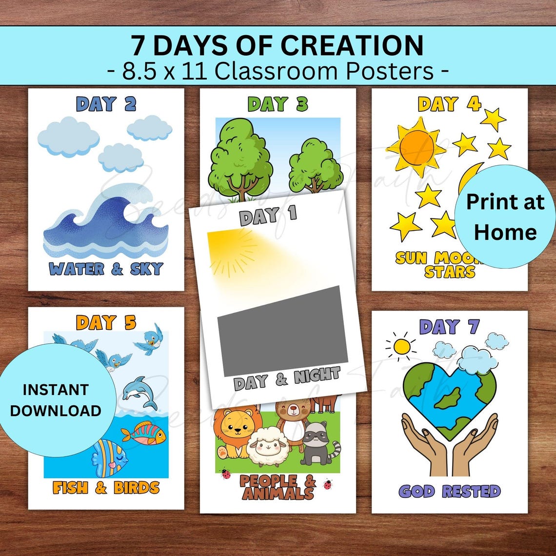 Days of Creation Bible Story Printables Bundle, Sunday School ...