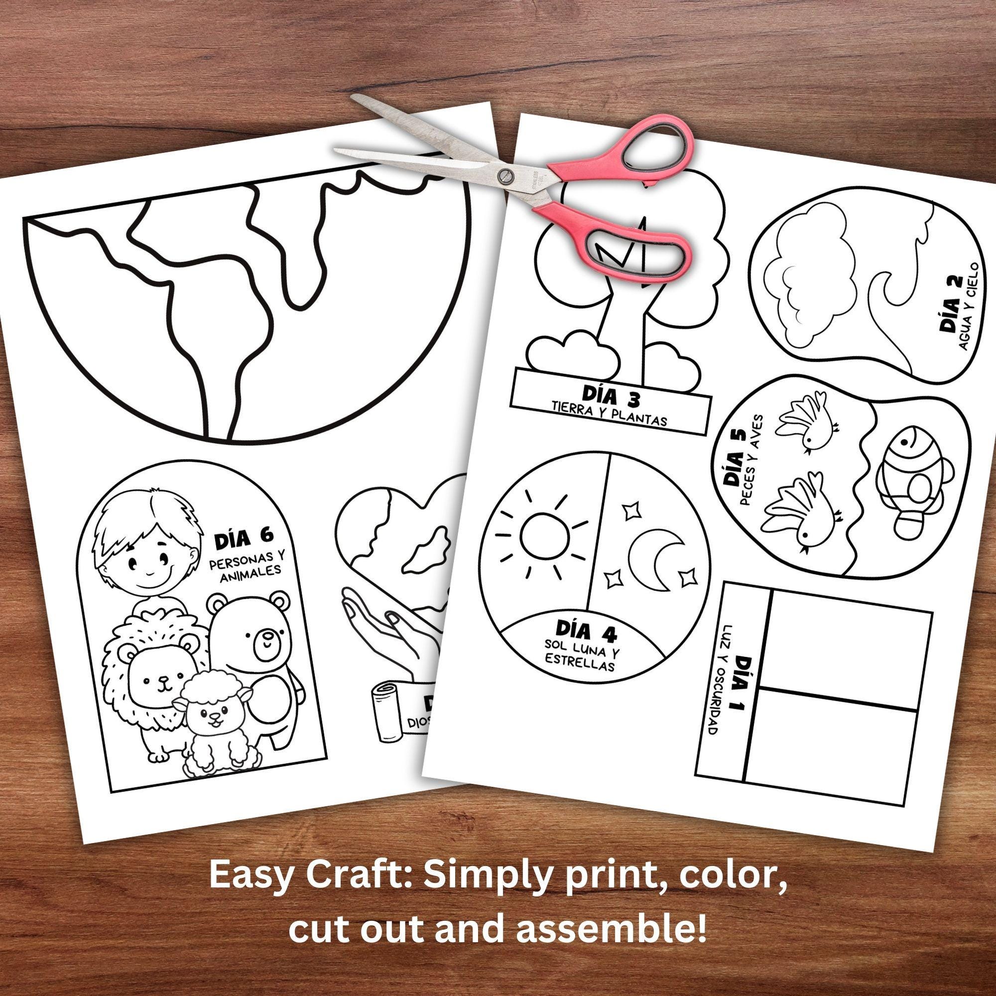 Spanish Days of Creation Bible Craft, Christian Sunday School Lesson ...