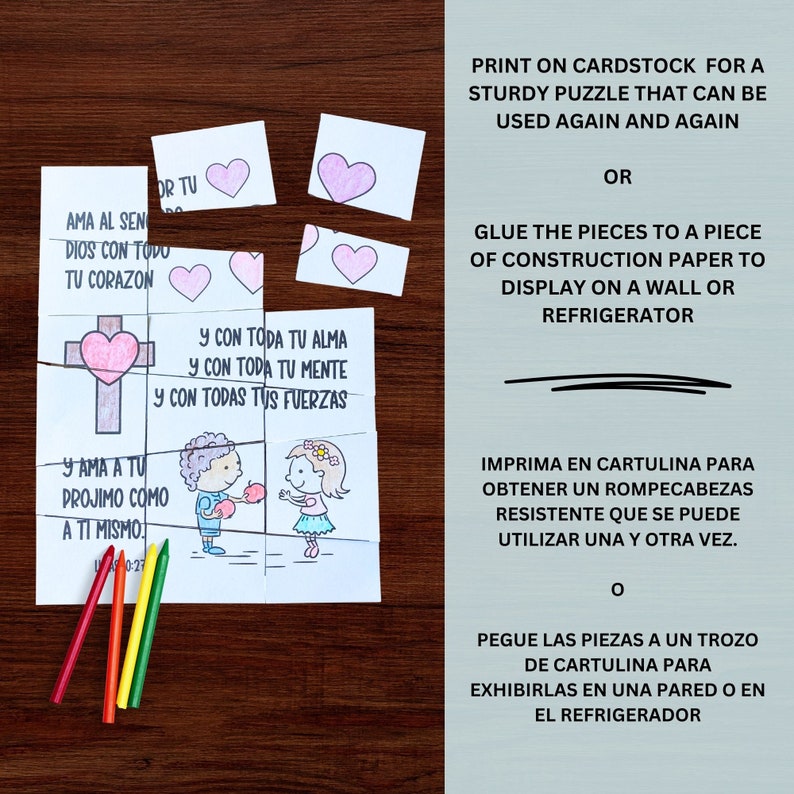 Spanish Bible Verse Puzzle Printable Lucas 10:27, Escuela Biblical ...