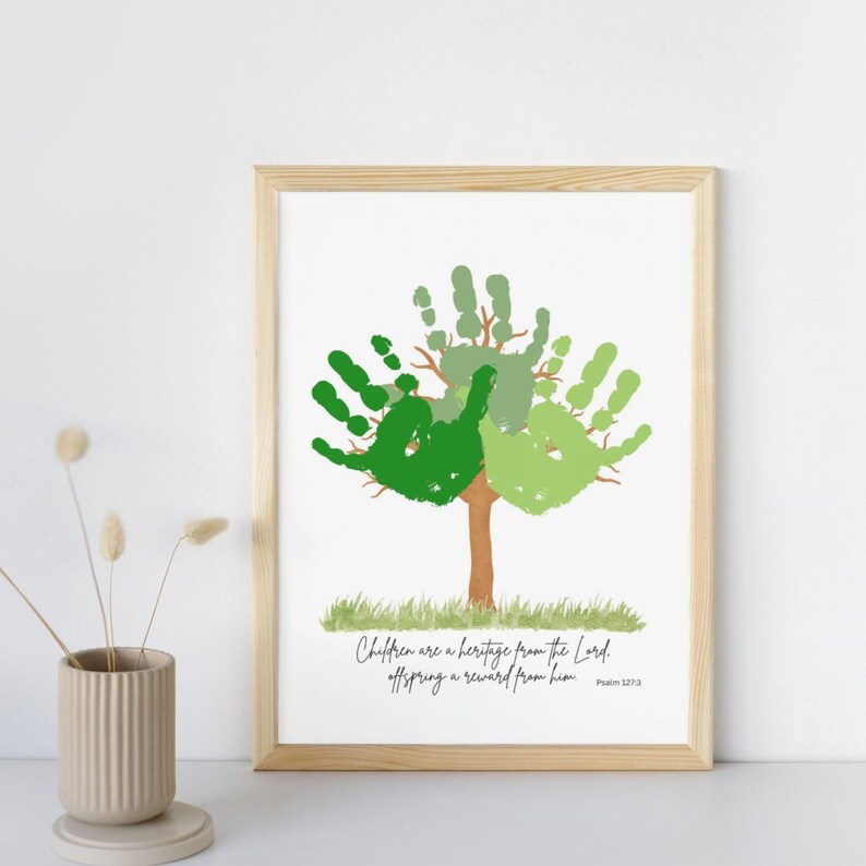 Father's Day Handprint Tree Bible Verse Craft, DIY Preschool Toddler ...