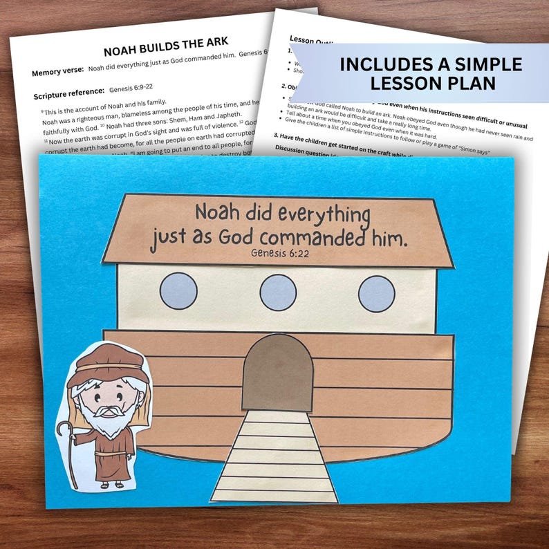 Noah's Ark Printable Craft and Bible Story Lesson, Sunday School ...