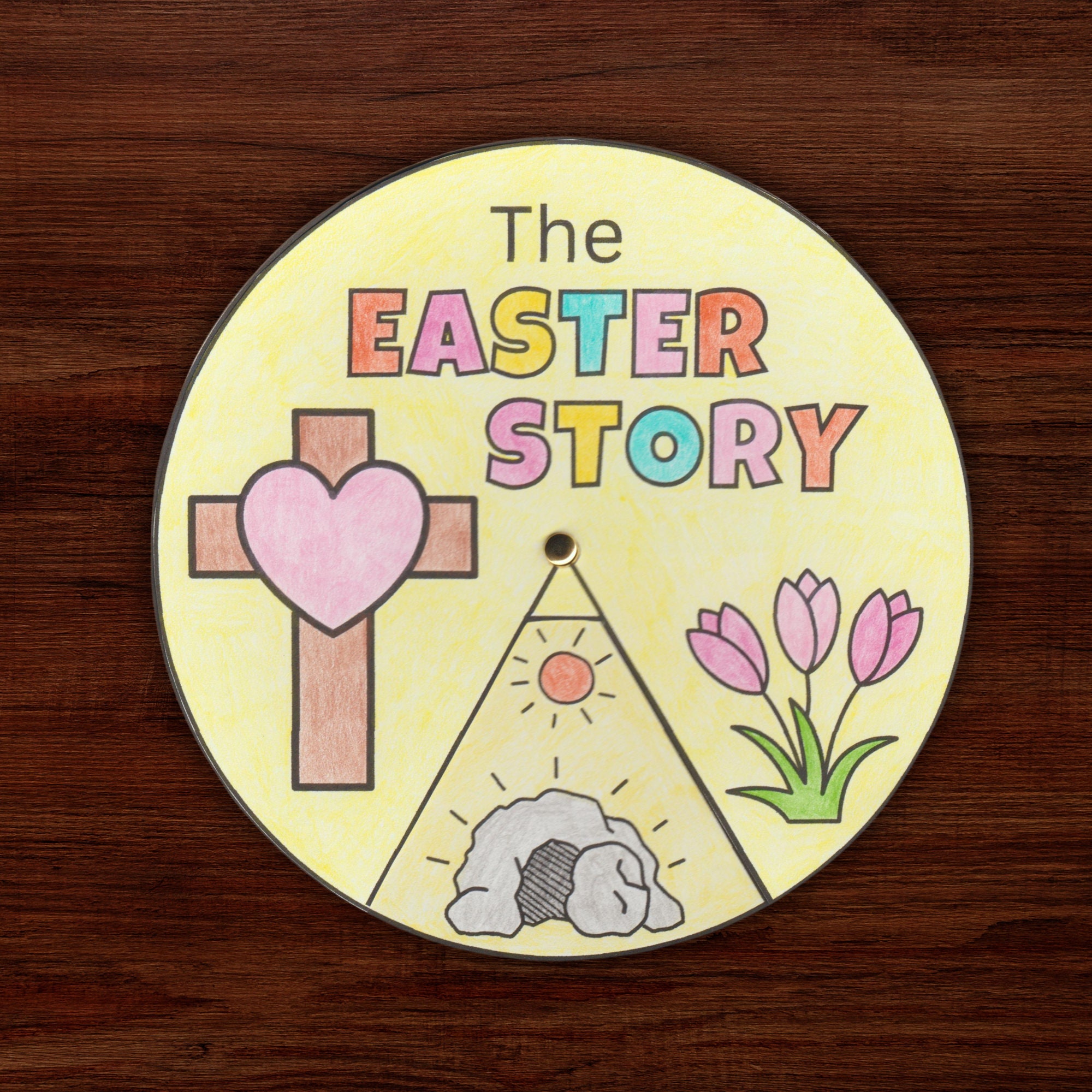 Printable Easter Story Craft for Sunday School, Easter Coloring Wheel ...