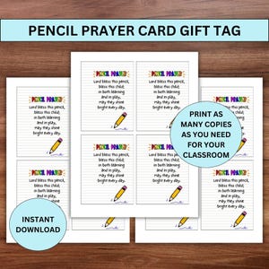 Pencil Prayer Tag Back to School, Backpack Blessing Kit, First Day of ...