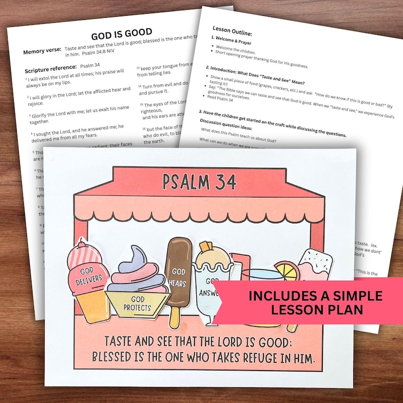 Ice Cream Bible Lesson Sunday School Craft, Psalm 34 Taste & See the ...