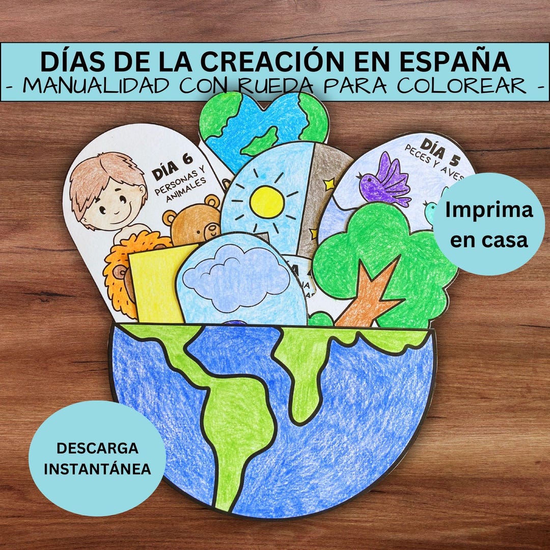 Spanish Days of Creation Bible Craft, Christian Sunday School Lesson ...