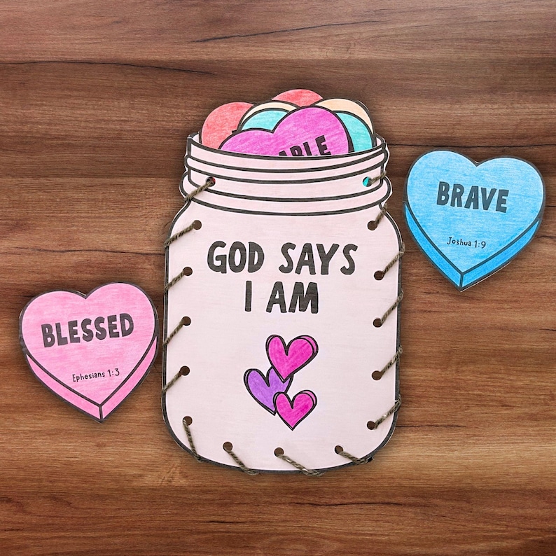 God Says I Am Candy Jar Sunday School Coloring Craft Activity ...
