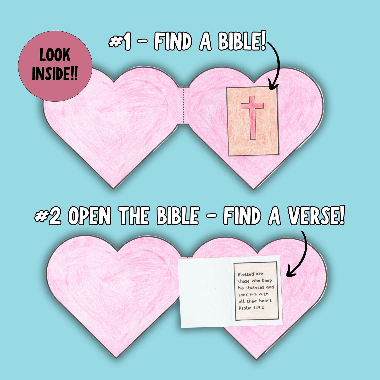 Psalm 119 Sunday School Bible Lesson Activity, Hide Gods Word in Heart ...