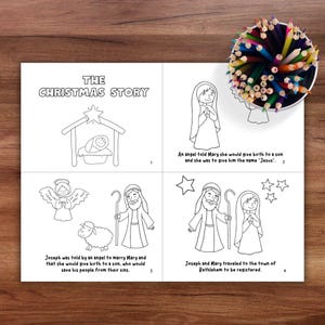Nativity Advent Christmas Coloring Mini Book Craft, Kids Sunday School ...