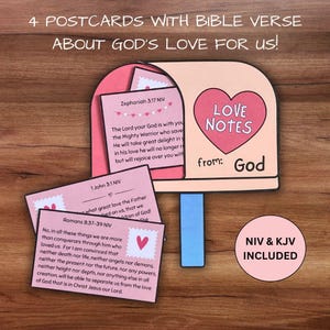 Valentine’s Day Bible Craft Printable, Love Notes From God Religious ...