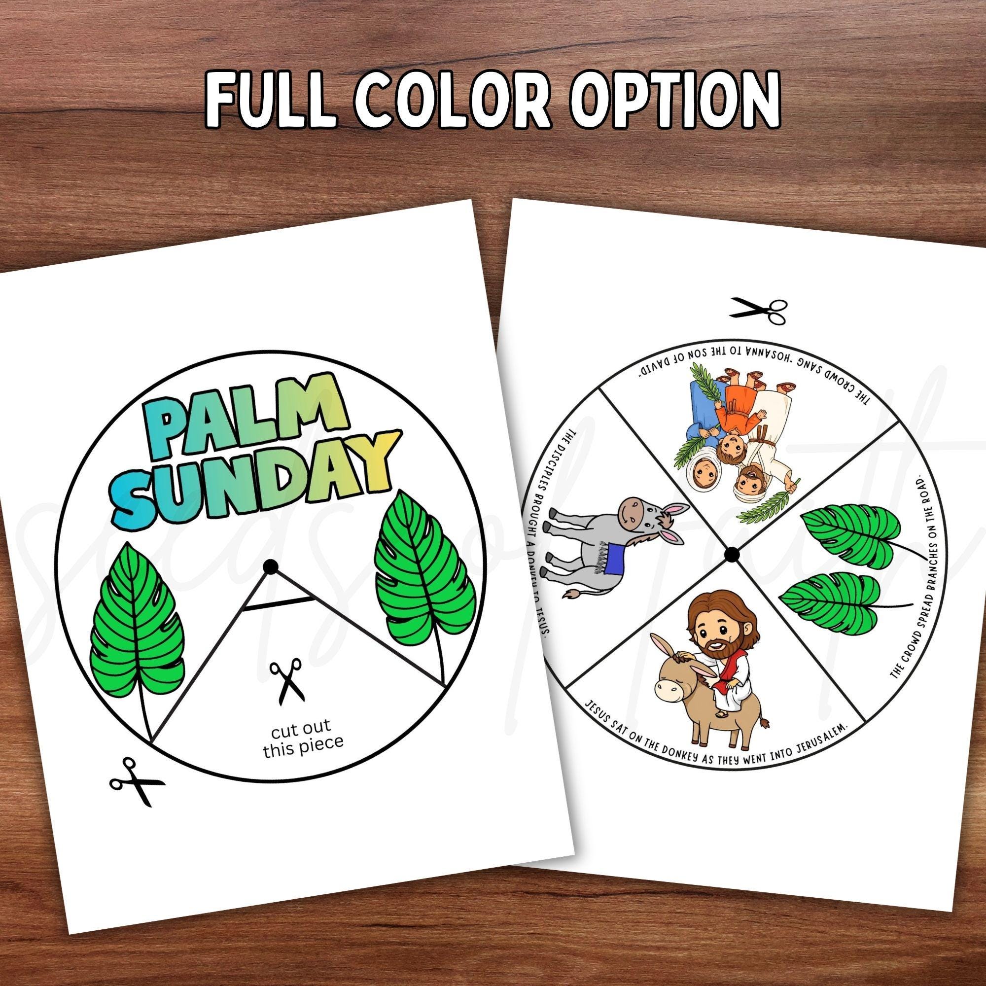 Palm Sunday Preschool Coloring Wheel Printable, Sunday School Easter ...