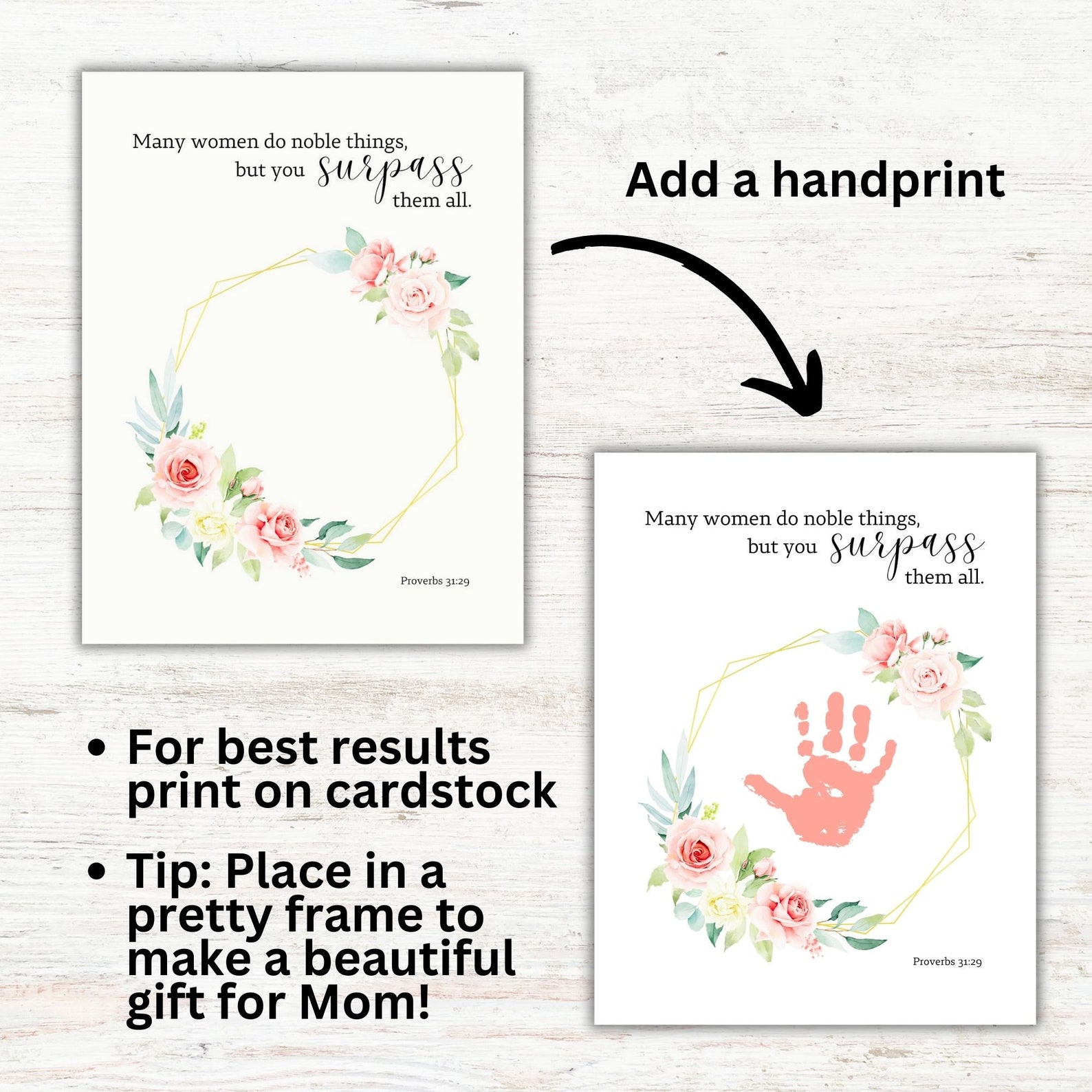 Mothers Day Bible Craft, Printable Mom Handprint Art, Christian Sunday ...