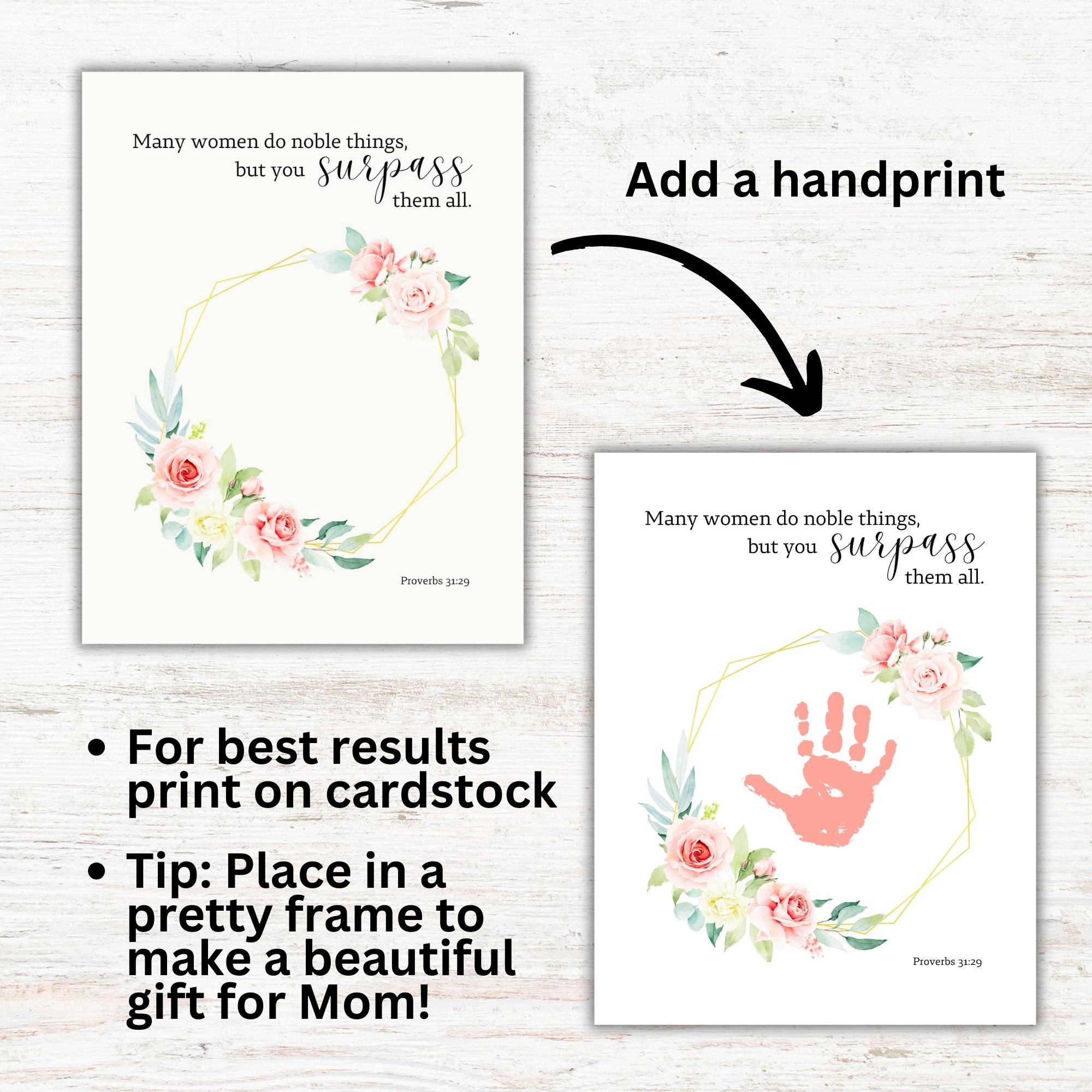 Mothers Day Bible Craft, Printable Mom Handprint Art, Christian Sunday ...