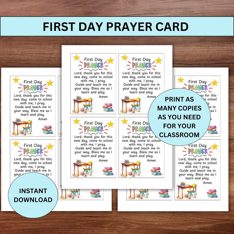 Back to School Prayer Card Tag, Backpack Blessings Printable Gift Tag ...