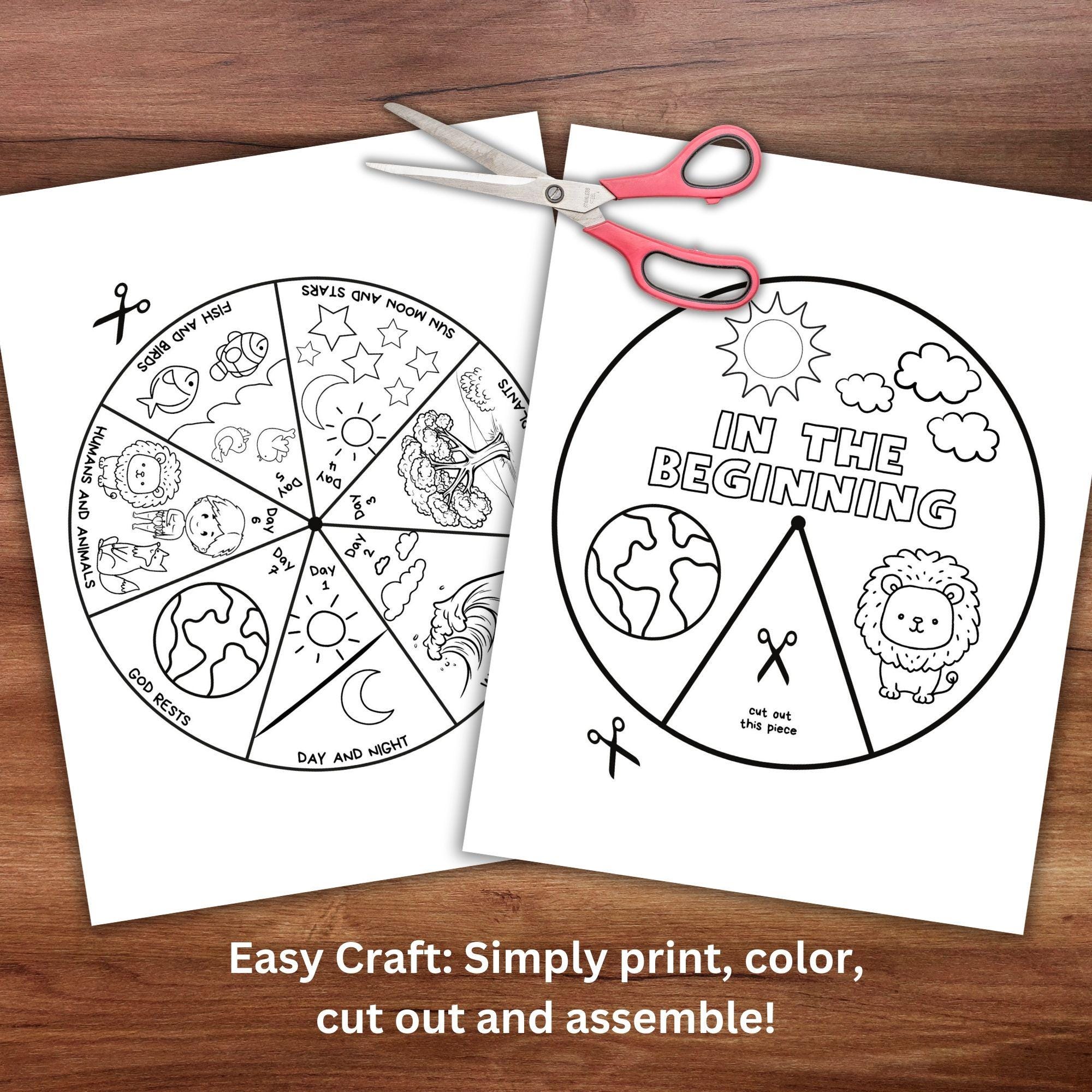 7 Days of Creation Bible Craft for Kids, Sunday School Bible Lesson ...