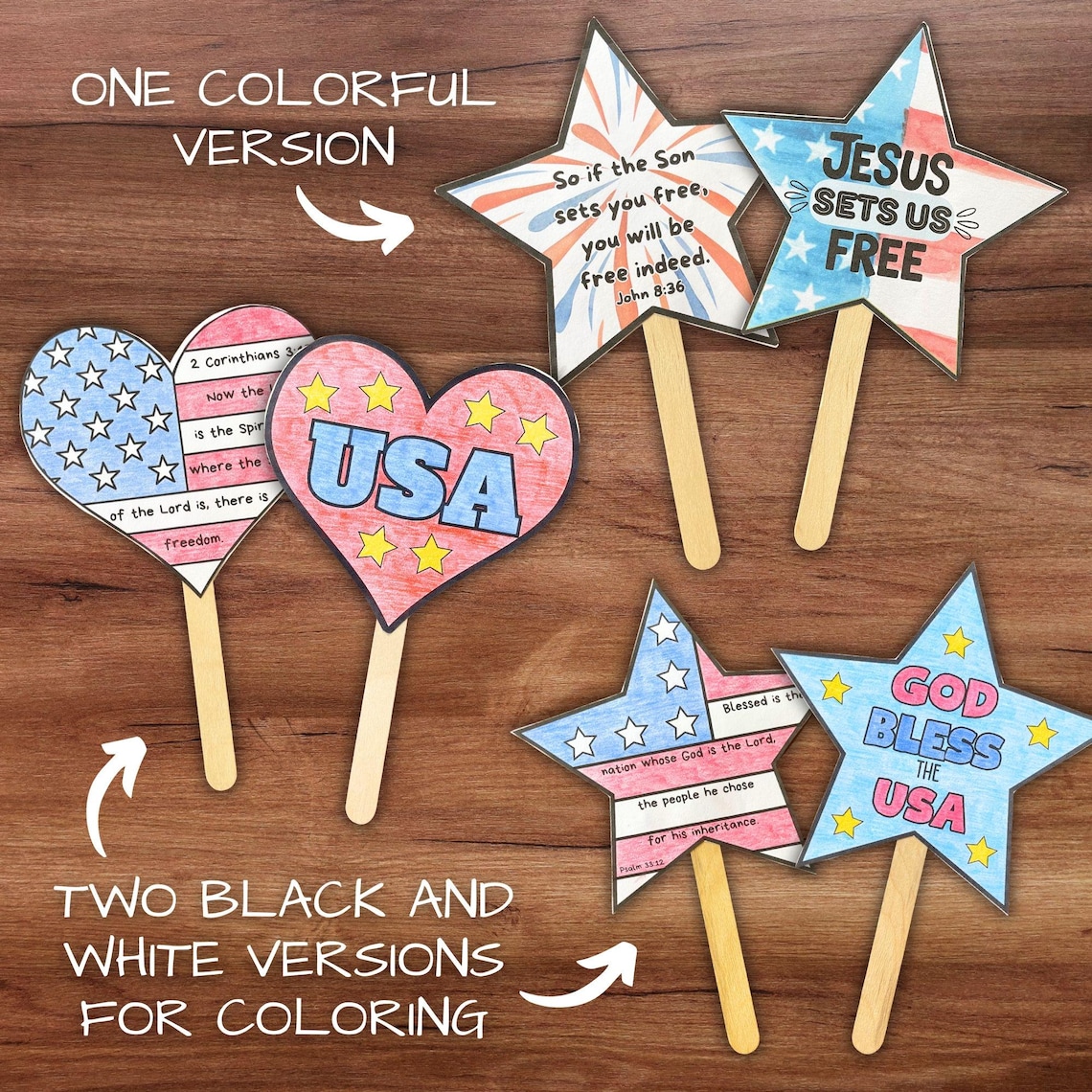 4th of July Bible Coloring Craft, Sunday School Homeschool Independence ...