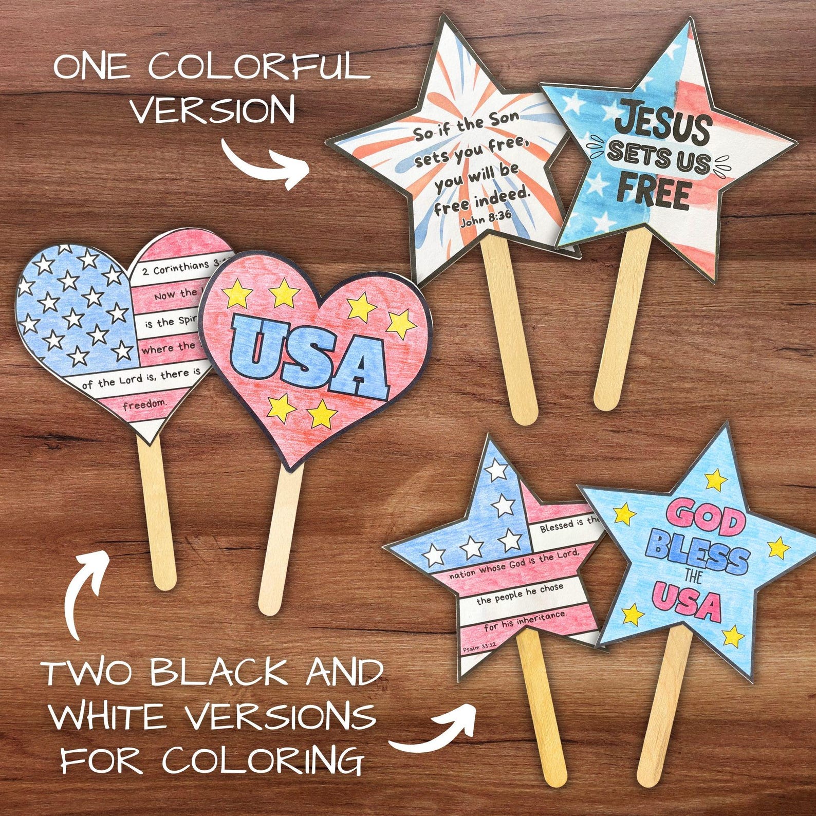 4th of July Bible Coloring Craft, Sunday School Homeschool Independence ...