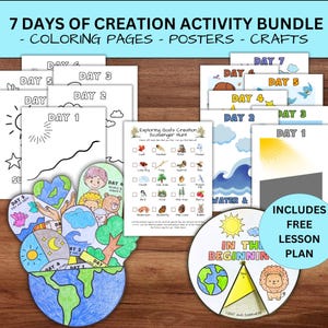 Days of Creation Bible Story Printables Bundle, Sunday School ...