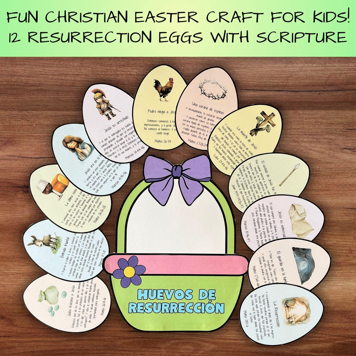 Spanish Resurrection Eggs Easter Story Bible Craft Printable, Holy Week ...