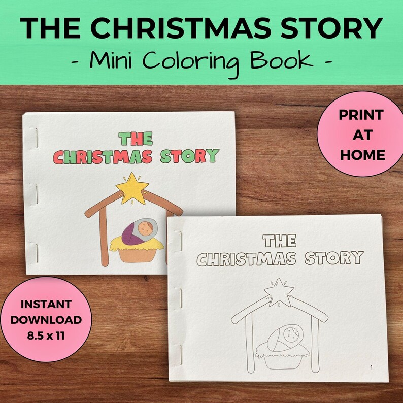 Nativity Advent Christmas Coloring Mini Book Craft, Kids Sunday School ...