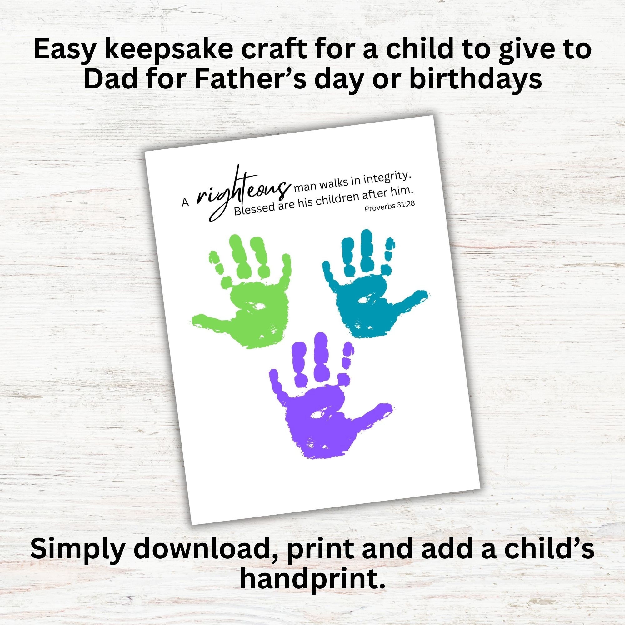 Fathers Day Handprint Bible Verse Craft, DIY Preschool Toddler Keepsake ...