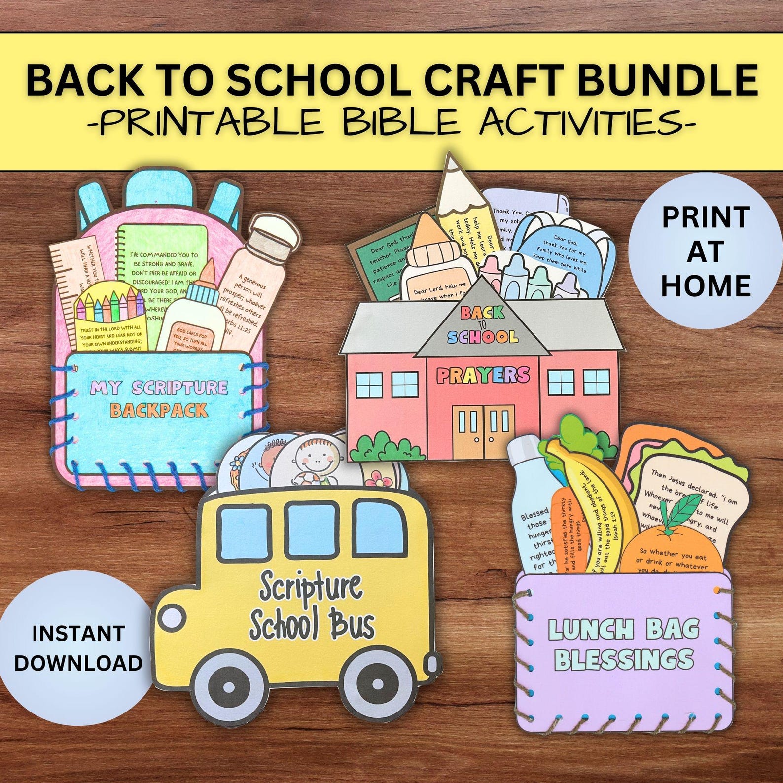 Back to School Bible Craft Bundle, Christian Sunday School Lesson ...