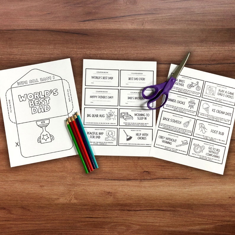 Fathers Day Coupons With Scripture Craft for Kids Printable, Homeschool ...