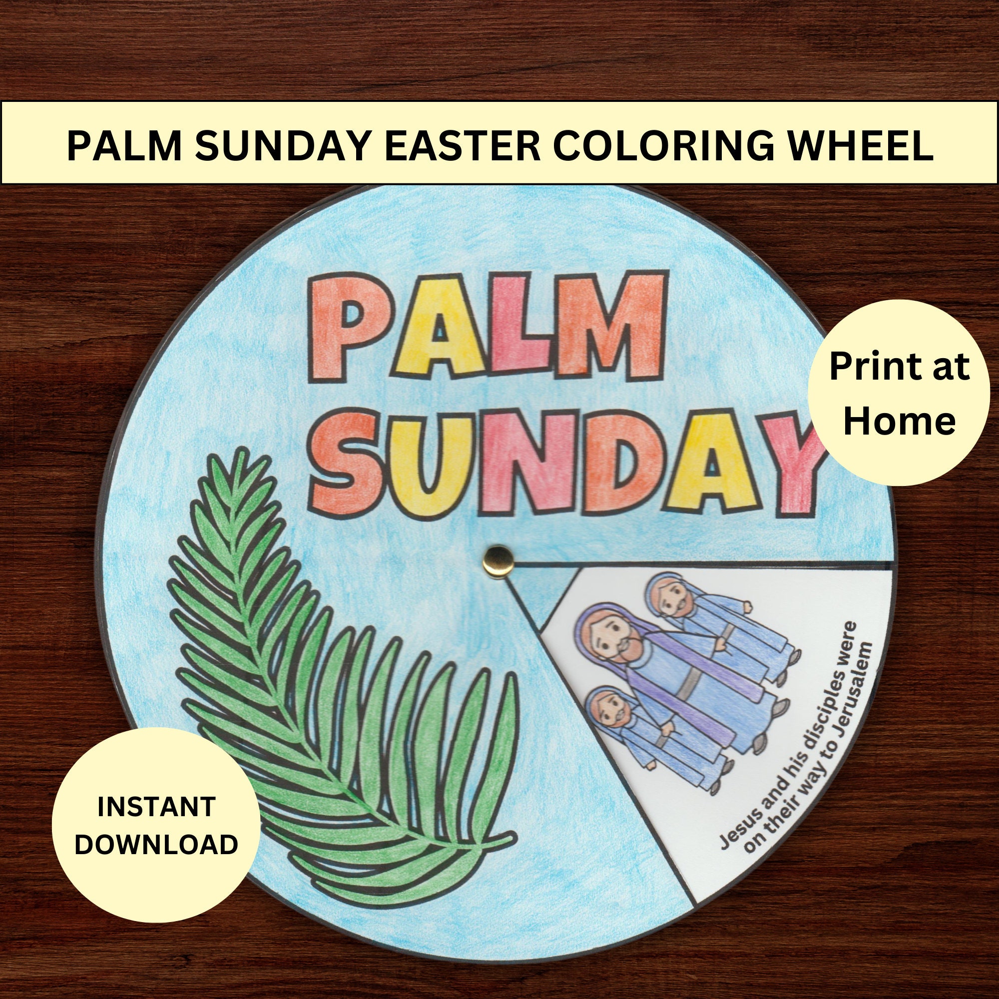 Palm Sunday Holy Week Coloring Wheel Printable Bible Activity Children ...