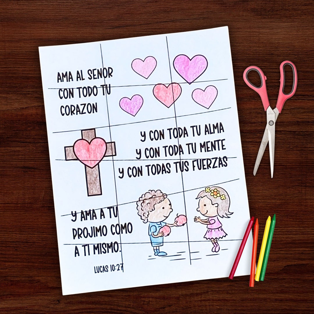 Spanish Bible Verse Puzzle Printable Lucas 10:27, Escuela Biblical ...