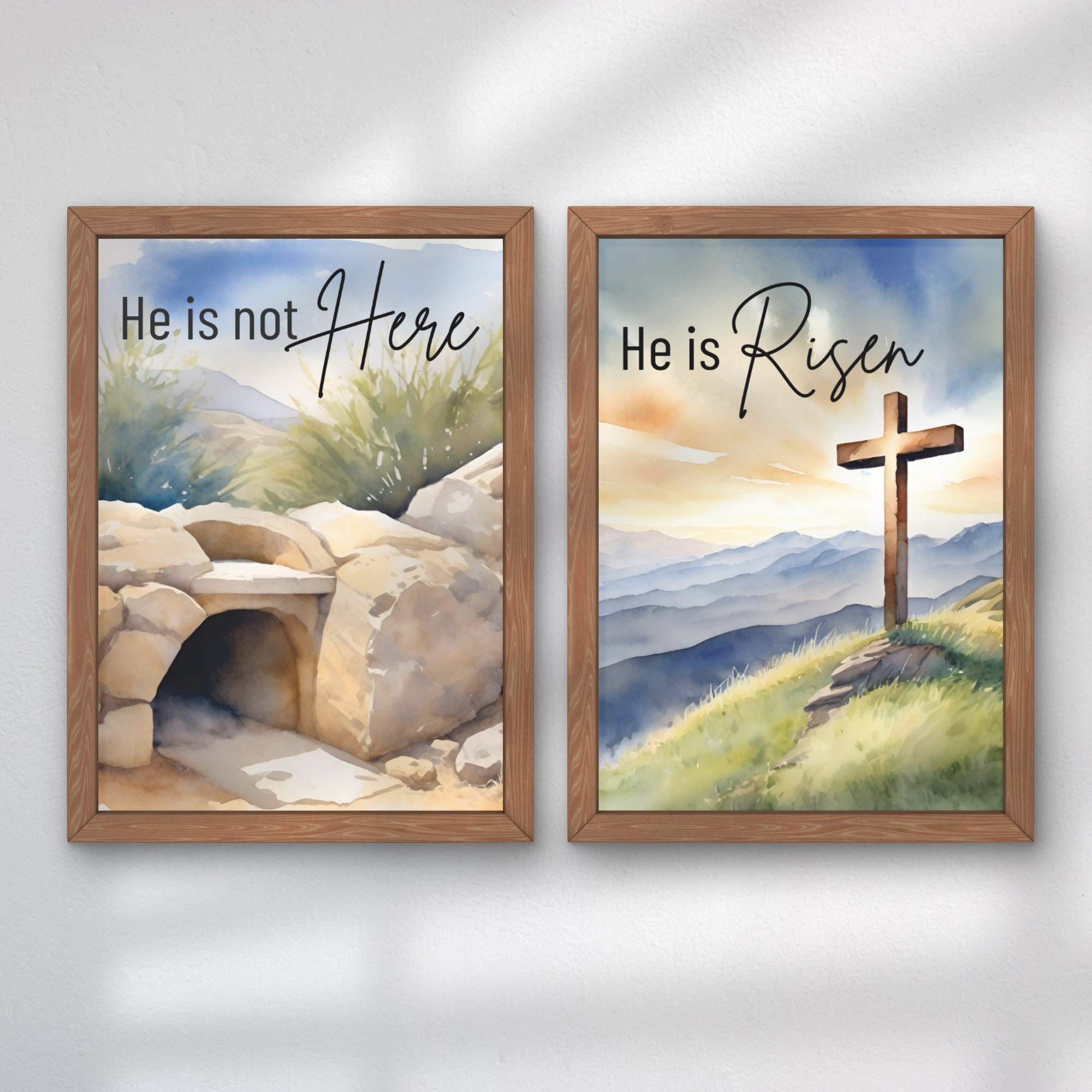 Christian Easter Wall Art Prints, He is Risen Empty Tomb Resurrection ...