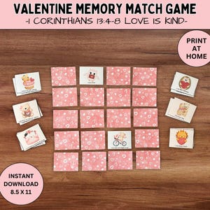 Christian Valentine Memory Match Game Activity Printable, Corinthians ...