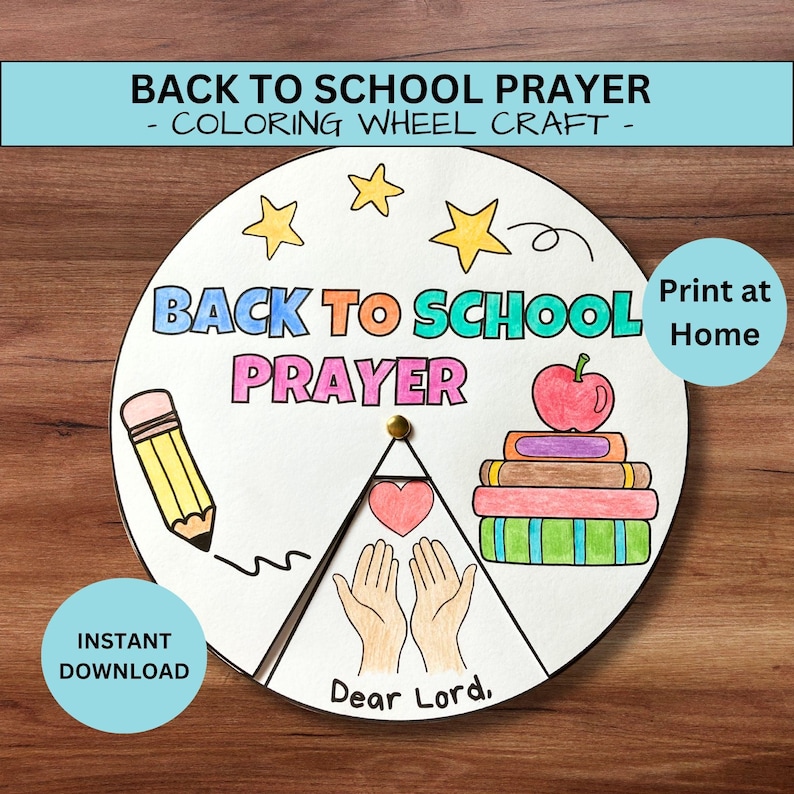 Back to School Prayer Coloring Wheel, First Day of School Prayer ...