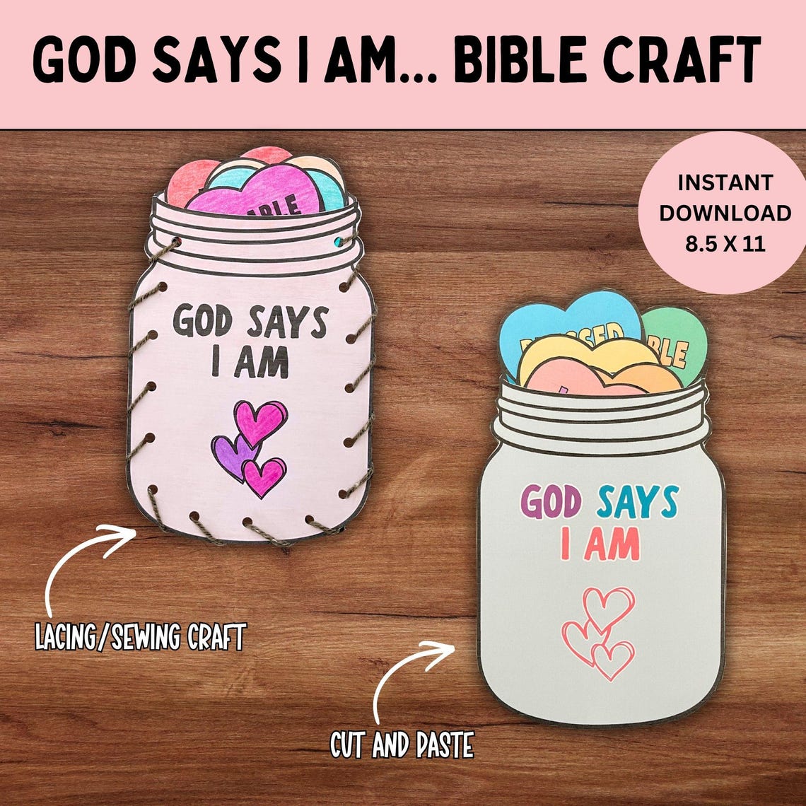 God Says I Am Candy Jar Sunday School Coloring Craft Activity ...