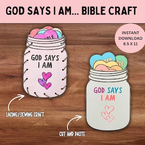 God Says I Am Candy Jar Sunday School Coloring Craft Activity ...