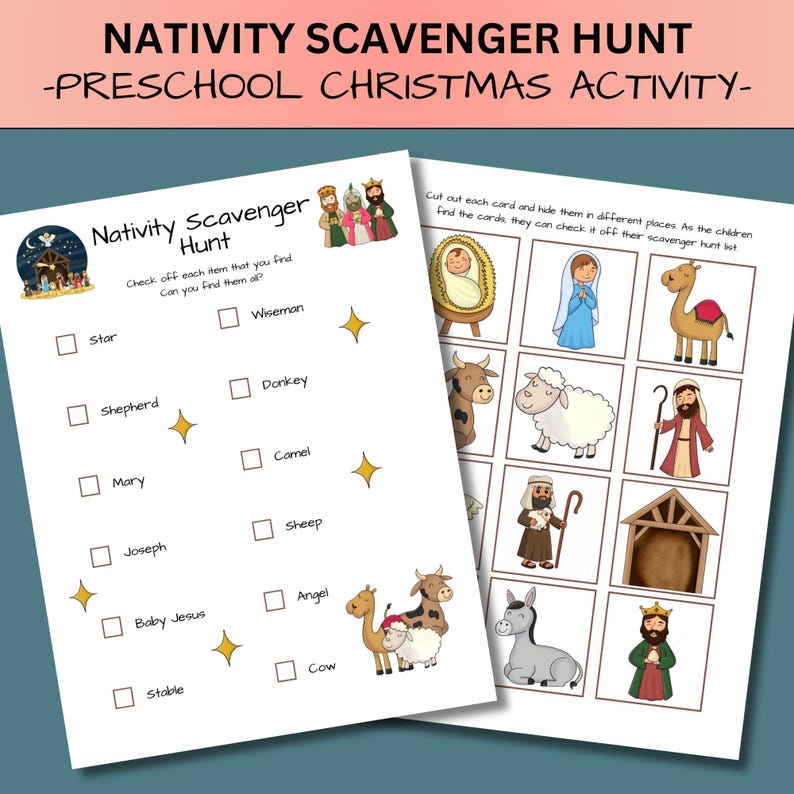 Nativity Scavenger Hunt Prek Christmas Activity, Sunday School ...