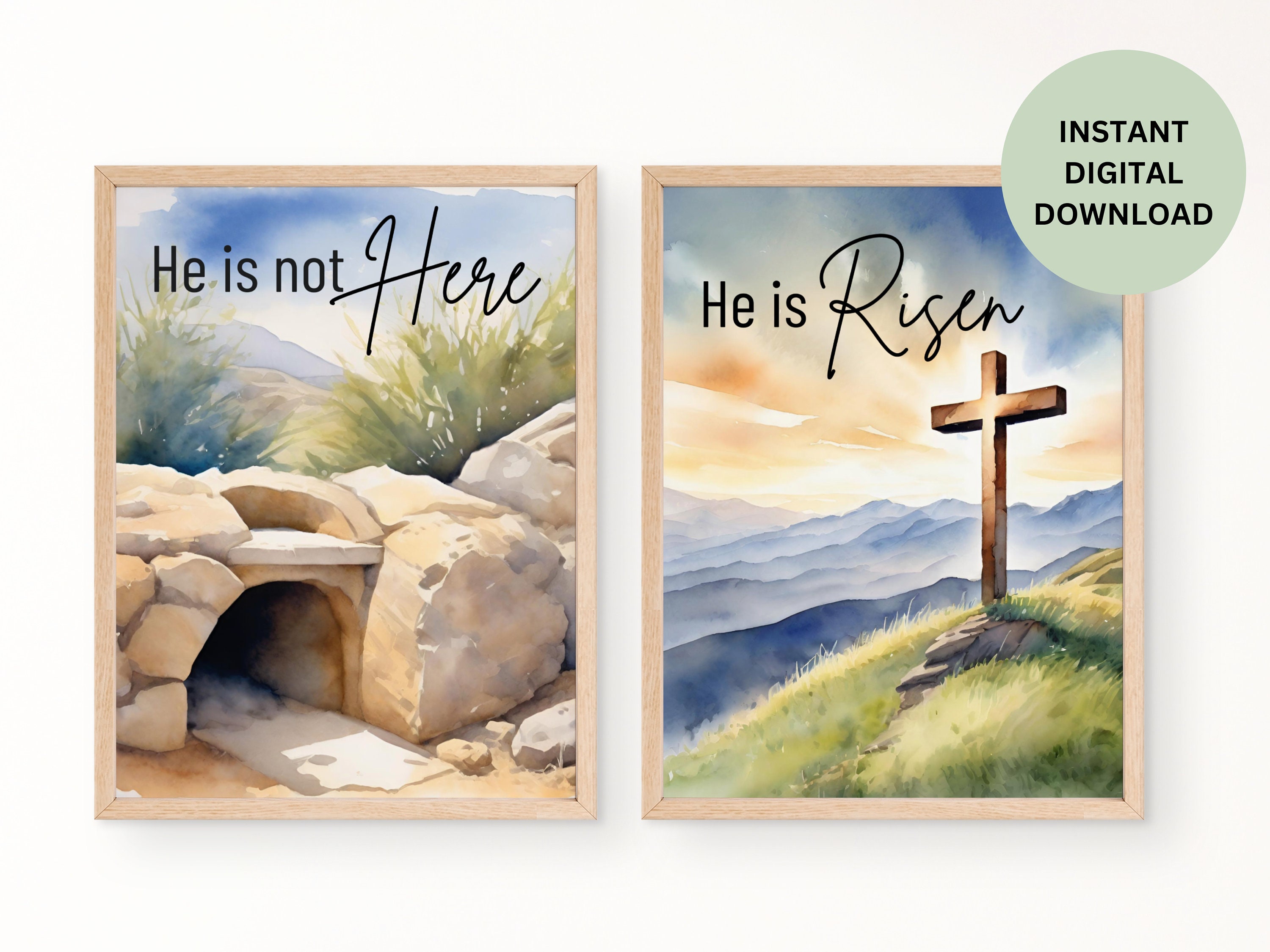 Christian Easter Wall Art Prints, He is Risen Empty Tomb Resurrection ...