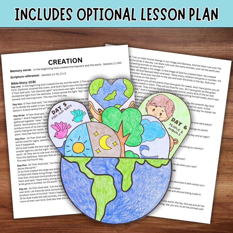 Days of Creation Bible Story Coloring Craft for Kids, Sunday School ...