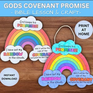 God's Promise Rainbow Craft Bible Lesson Printable, Sunday School ...