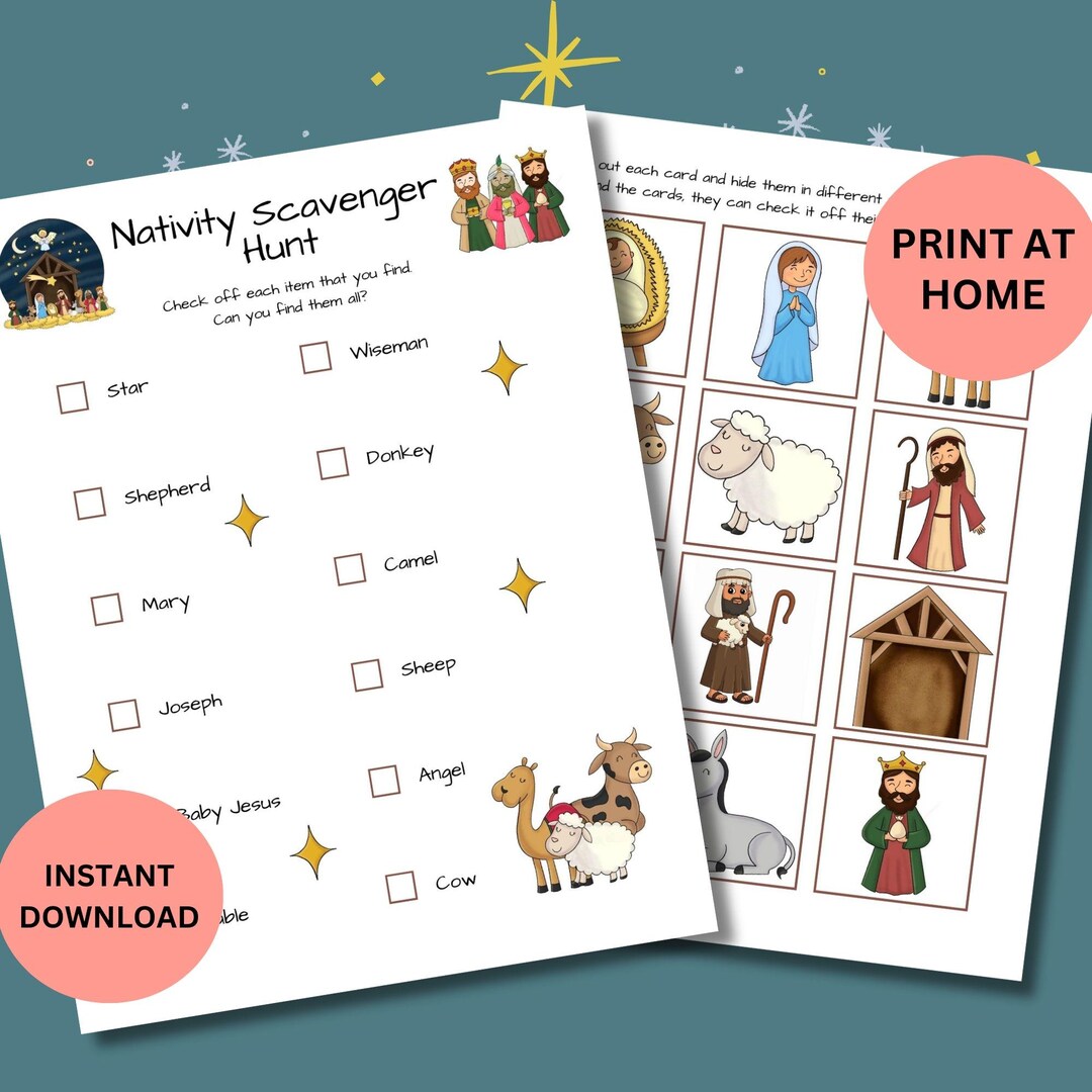 Nativity Scavenger Hunt Prek Christmas Activity, Sunday School ...