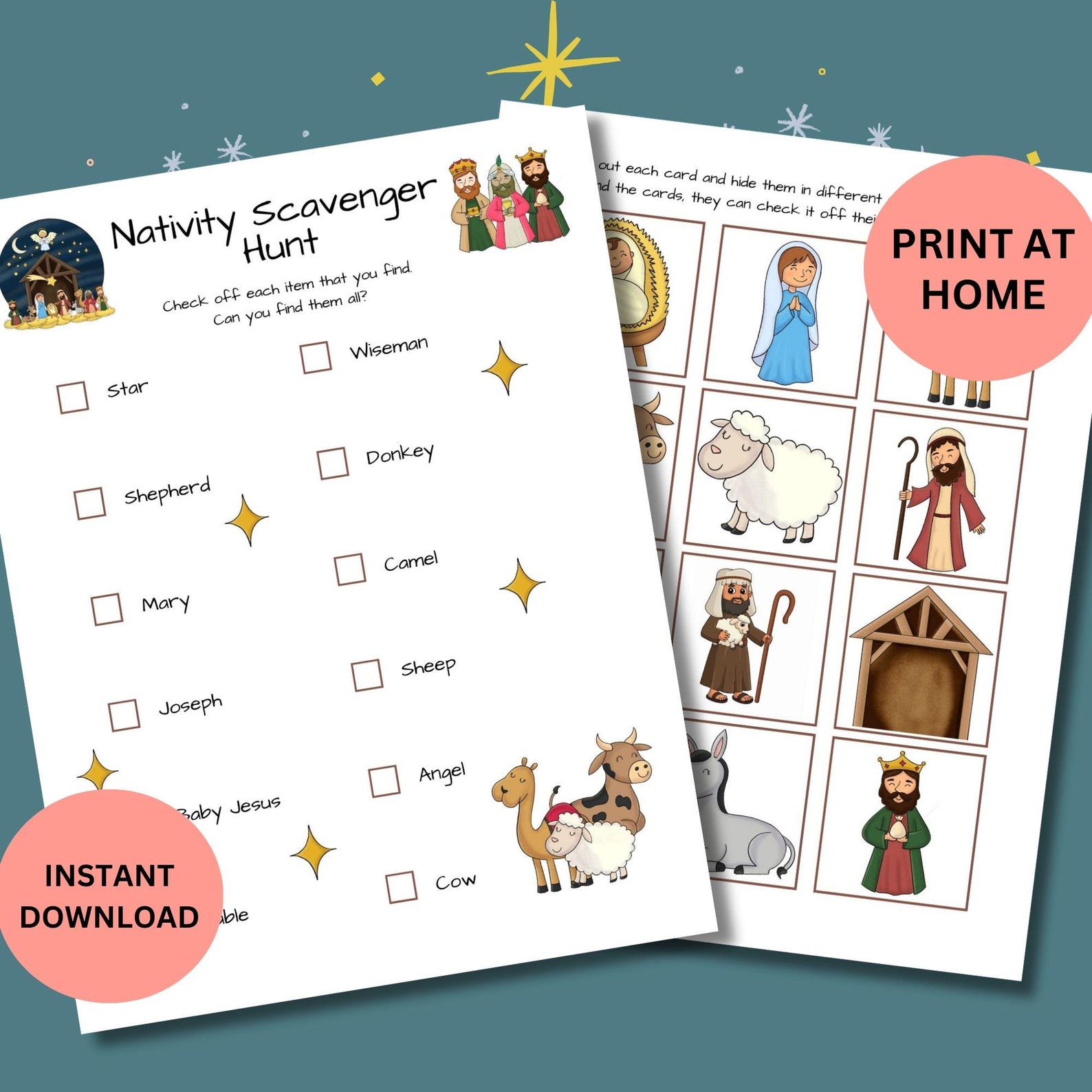Nativity Scavenger Hunt Prek Christmas Activity, Sunday School ...