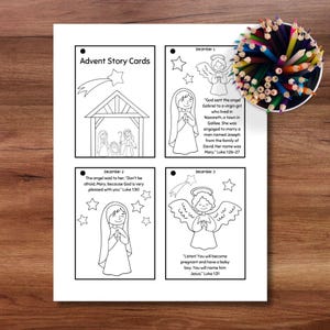 Advent Story Cards Bible Verse Activity Printable Christmas Nativity ...